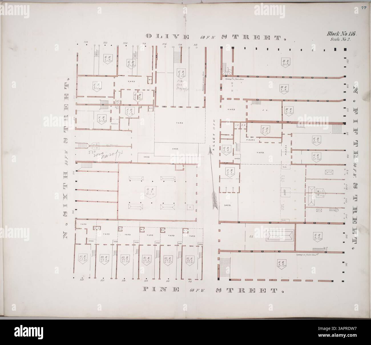 Page 77 of A. Whipple & Co.'s 1870 insurance map of St. Louis, showing ...