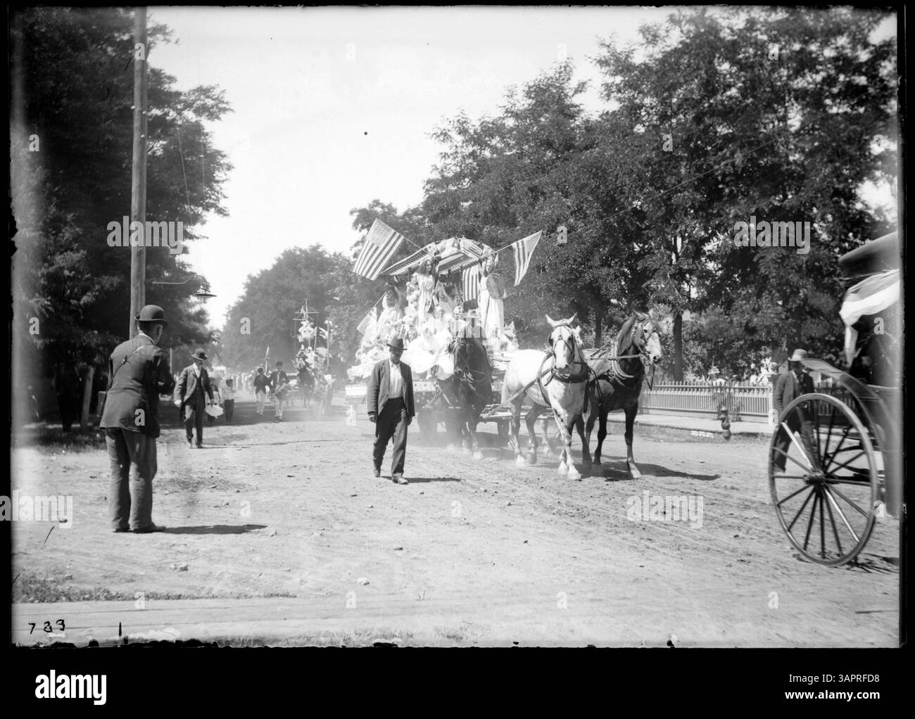 This photograph shows a Fourth of July parade float in Pendleton ...
