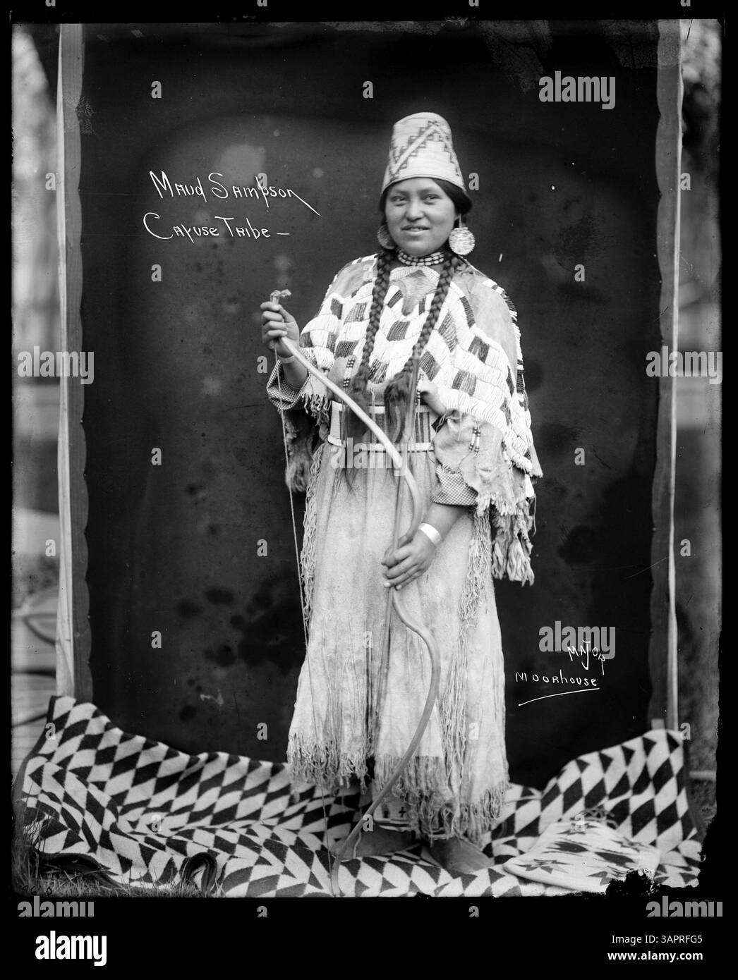 A portrait of Maude Sampson, a Cayuse Indian woman, in regalia. This ...