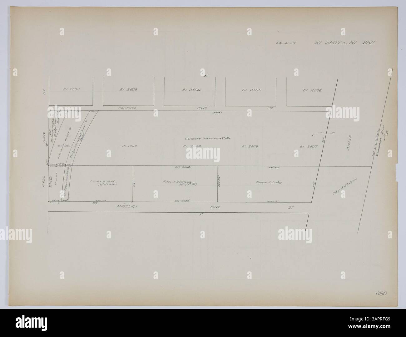 A map from the late 19th century showing the city blocks of St. Louis ...