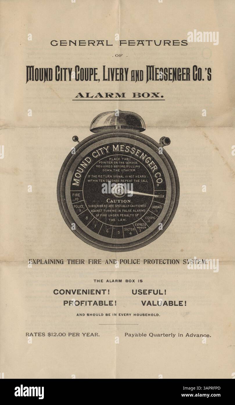 The 1896 circular from the Mound City Coupe, Livery and Messenger Co ...
