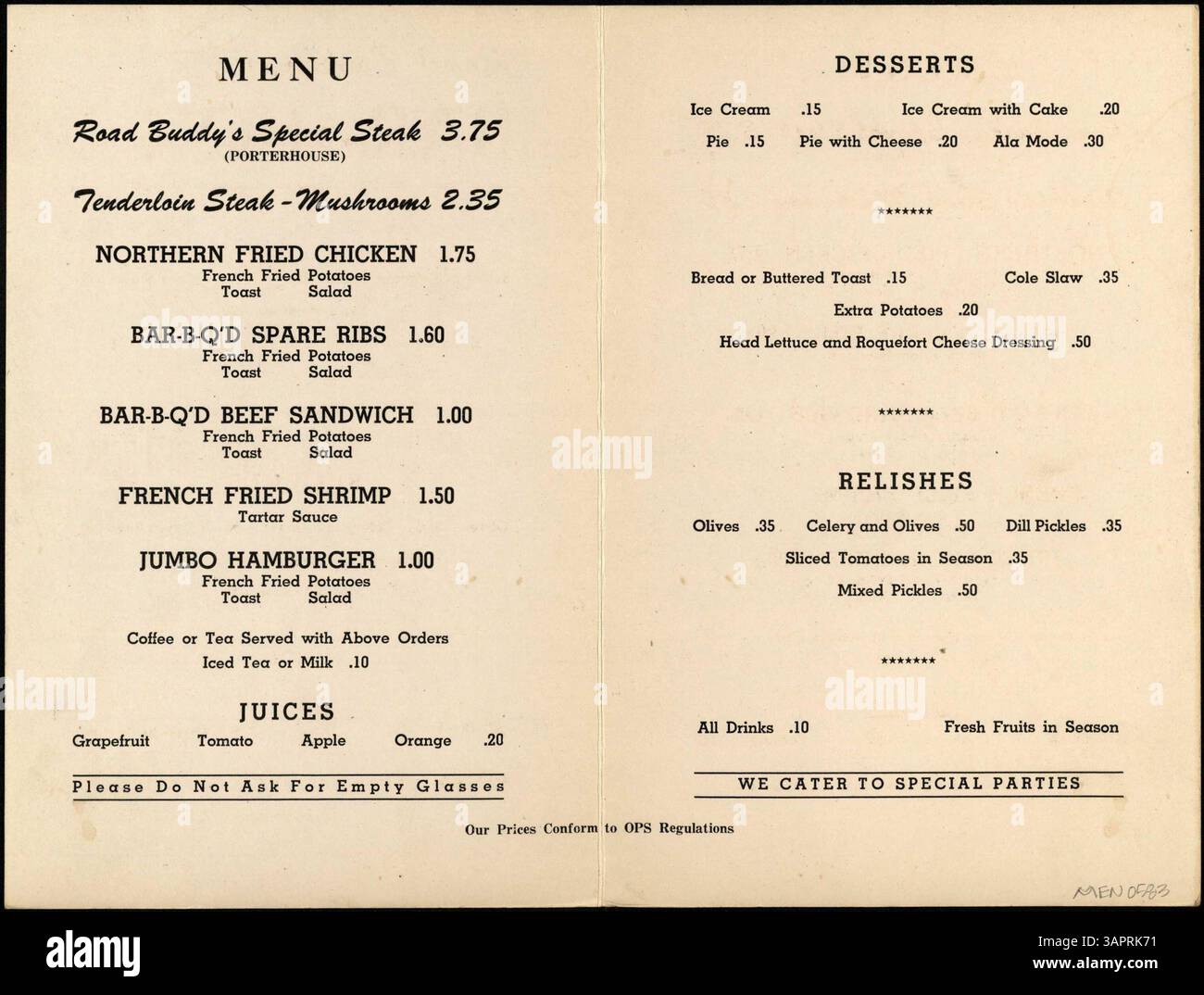 Road Buddy's Bar-B-Q Inc. offers a concise menu showcasing a range of ...