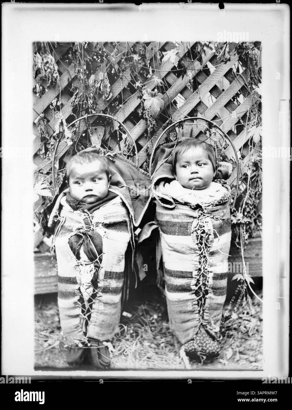 This photograph depicts the Cayuse twins, showcasing a historical ...