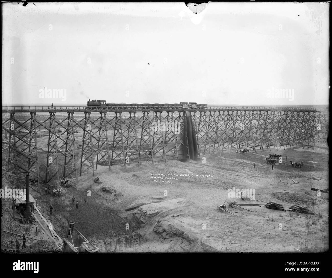 Photograph of construction scenes at the Cold Spring Dam near Hermiston ...