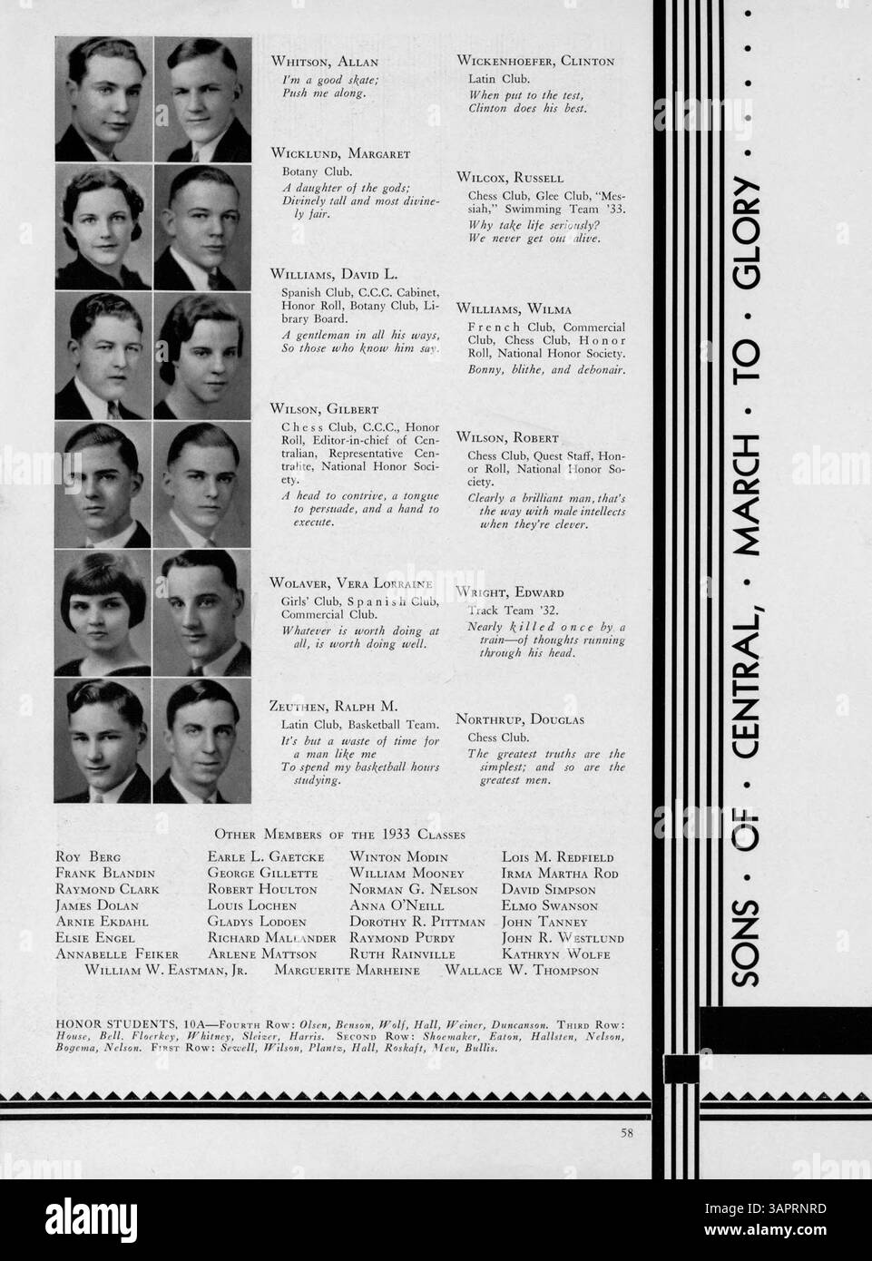 The 'Centralian' yearbook from Central High School, 1933, documents the ...