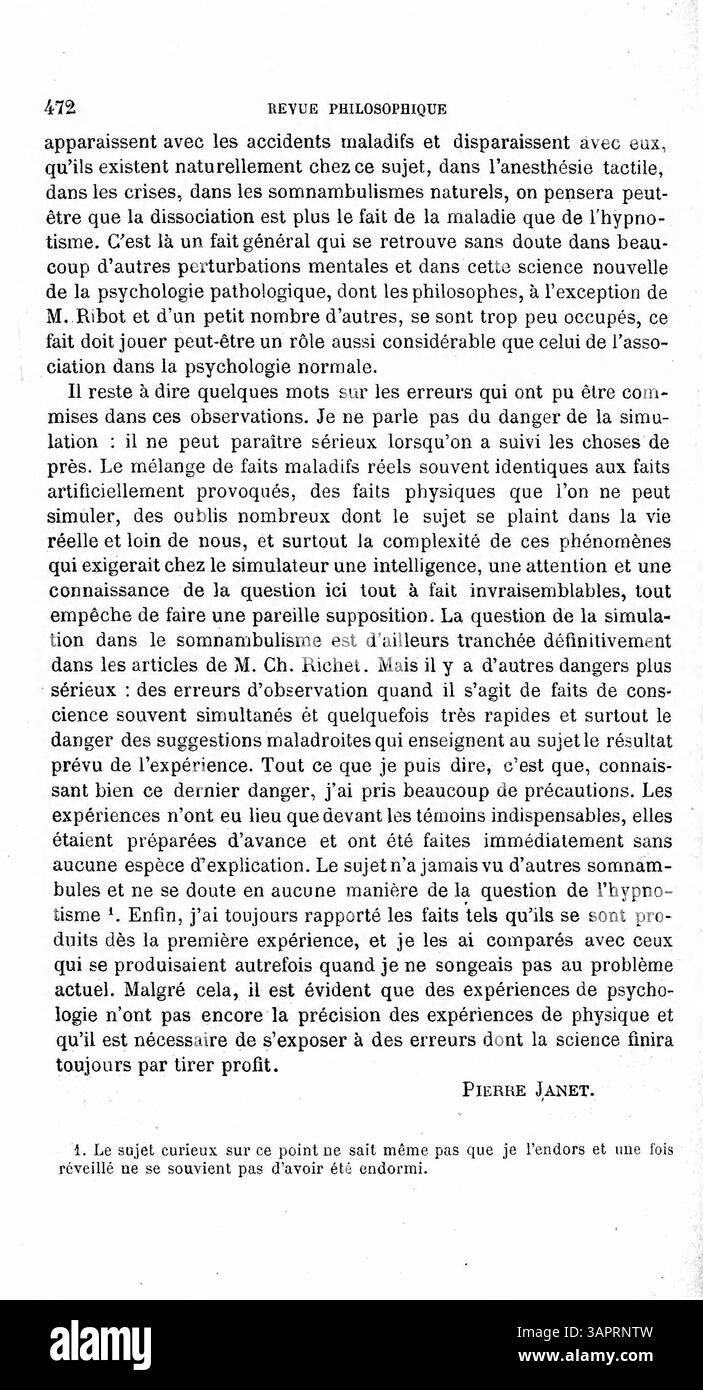 Text of P. Janet’s 'L'Anesthésie systématisée et la dissociation des ...