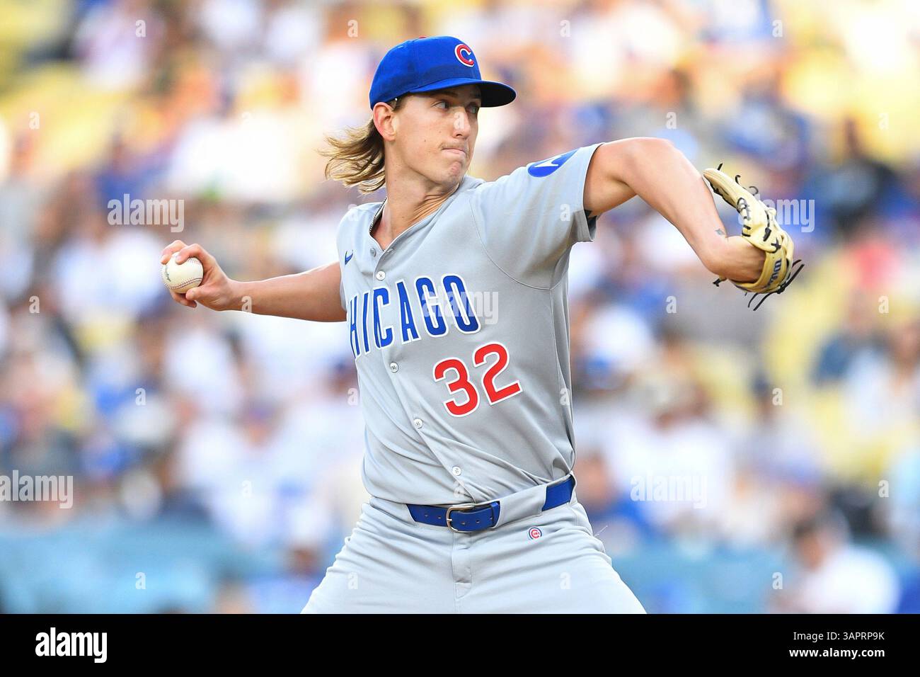 LOS ANGELES, CA - APRIL 12: Chicago Cubs pitcher Ben Brown (32) throws ...