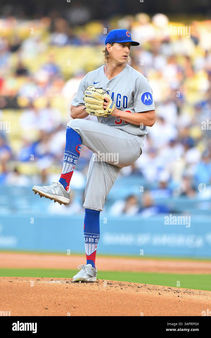 LOS ANGELES, CA - APRIL 12: Chicago Cubs pitcher Ben Brown (32) throws ...