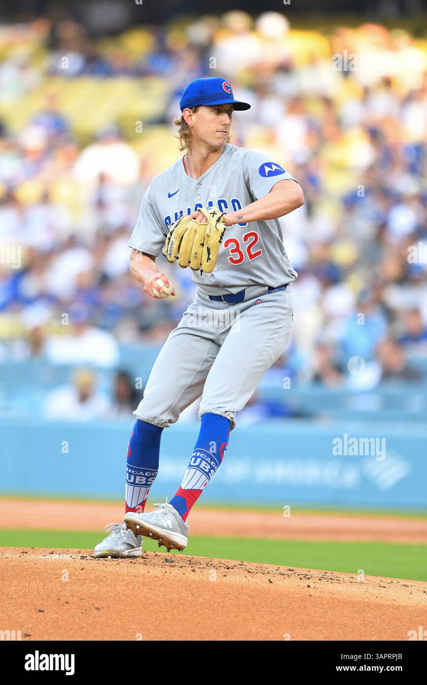 LOS ANGELES, CA - APRIL 12: Chicago Cubs pitcher Ben Brown (32) throws ...