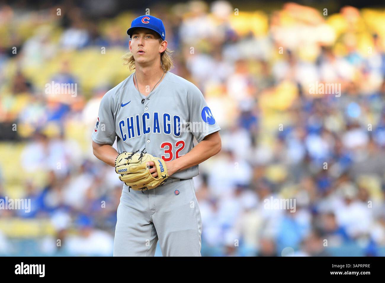 LOS ANGELES, CA - APRIL 12: Chicago Cubs pitcher Ben Brown (32) gets ...