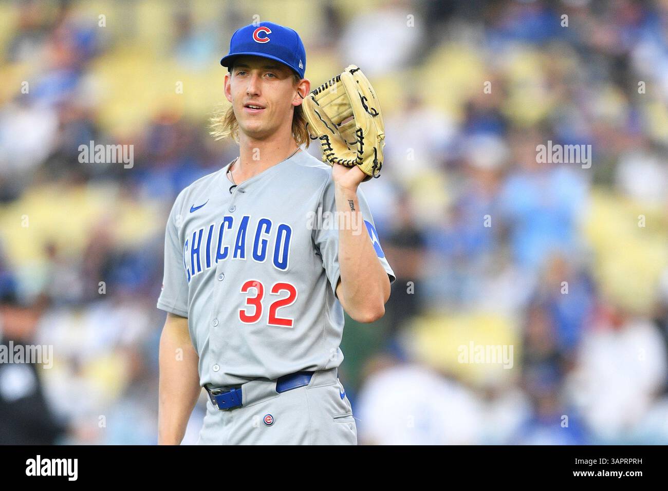 LOS ANGELES, CA - APRIL 12: Chicago Cubs pitcher Ben Brown (32) looks ...