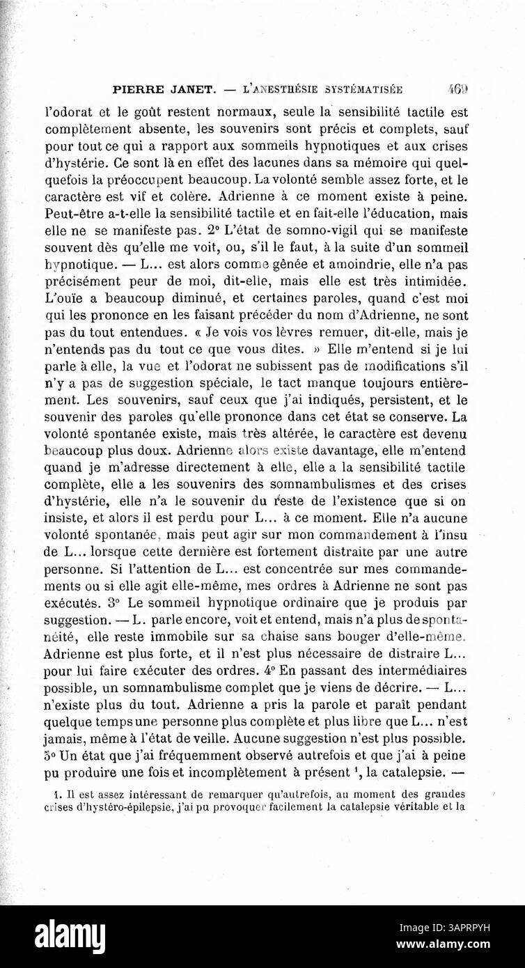 P. Janet's 'L'Anesthésie systématisée et la dissociation des phénomènes ...
