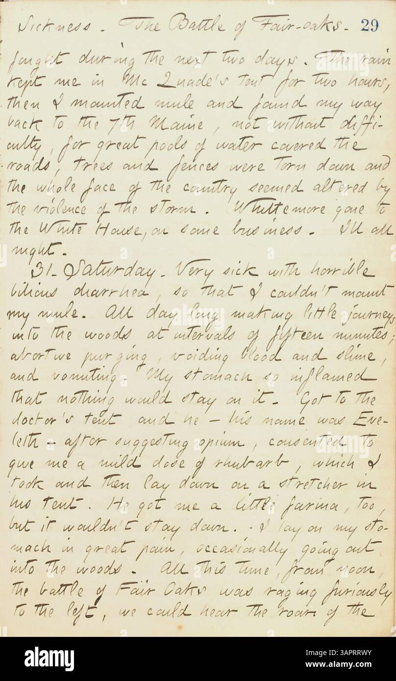 Thomas Butler Gunn’s diary entry describing his illness and the sounds ...