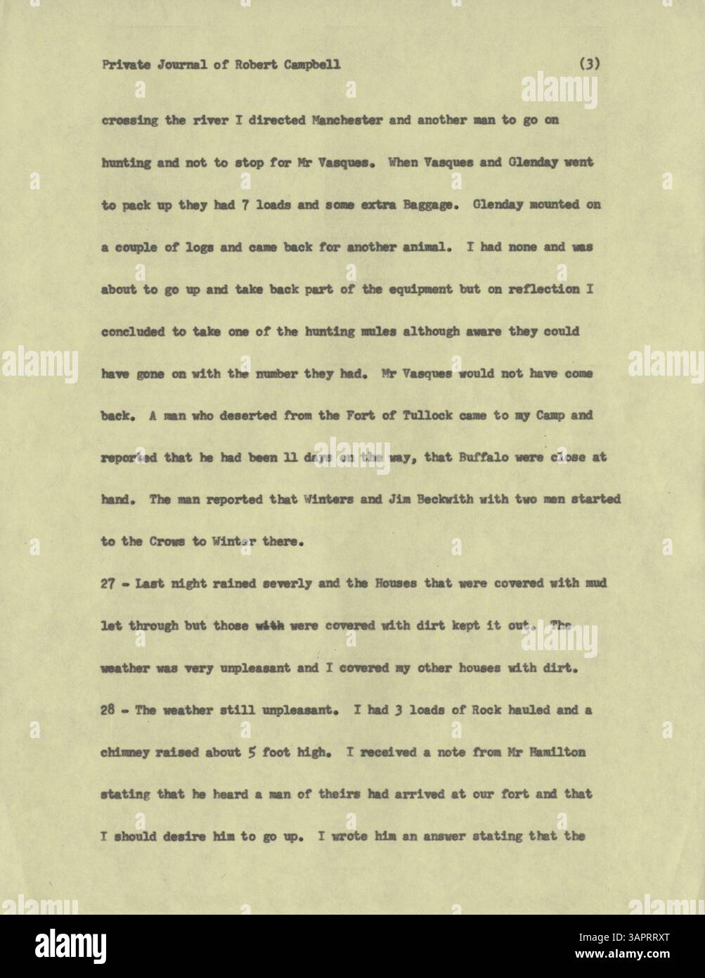 A private journal from 1833, written by Robert Campbell and transcribed ...