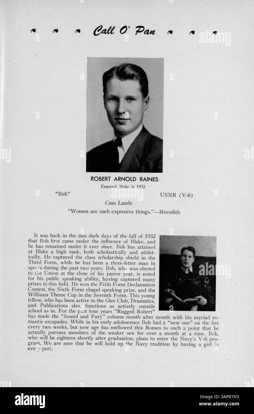 Call-O'-Pan, the 1944 Blake Yearbook, documents the students, teachers ...
