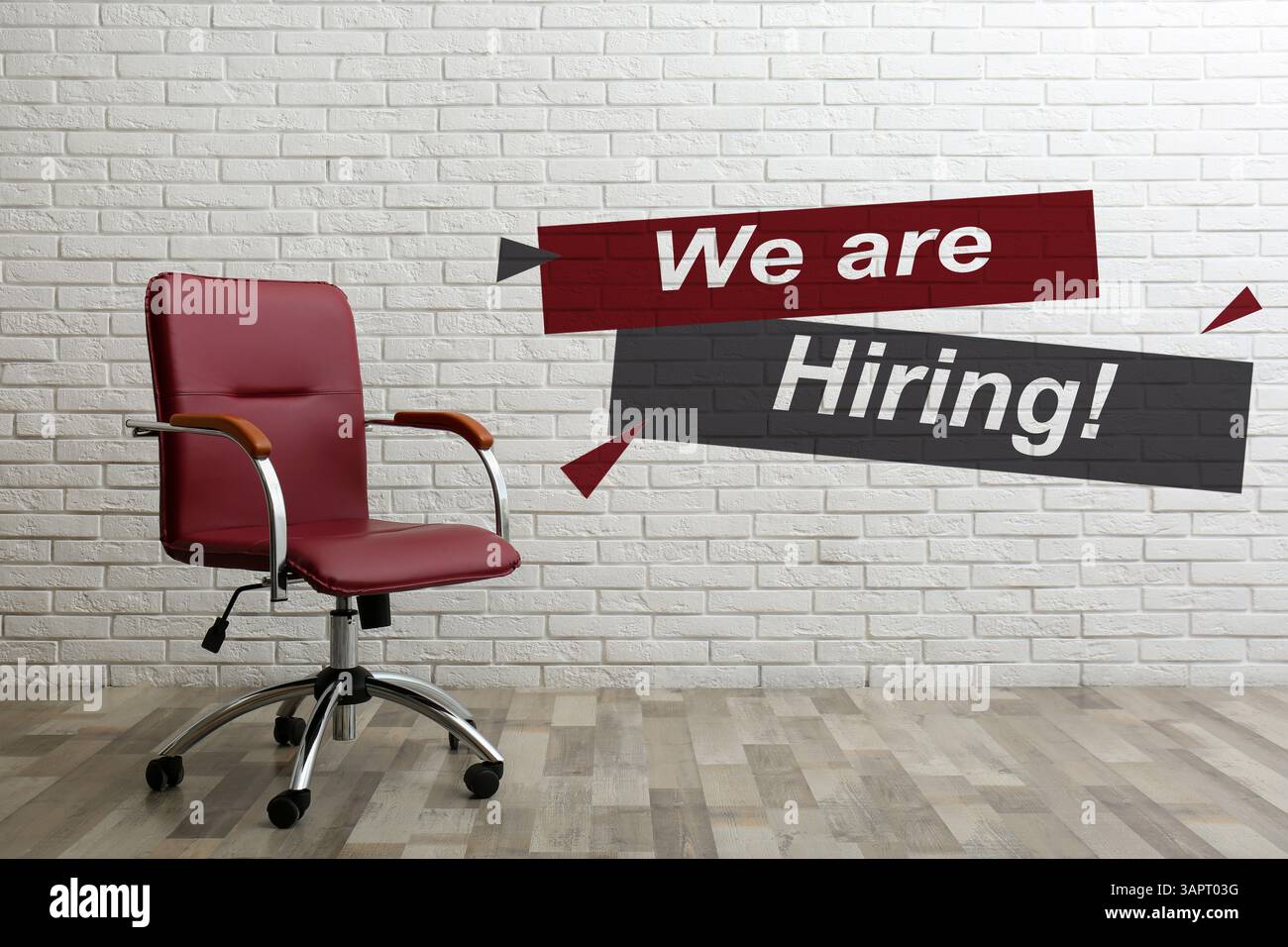 We are hiring. Empty office chair in room. Recruitment concept Stock ...