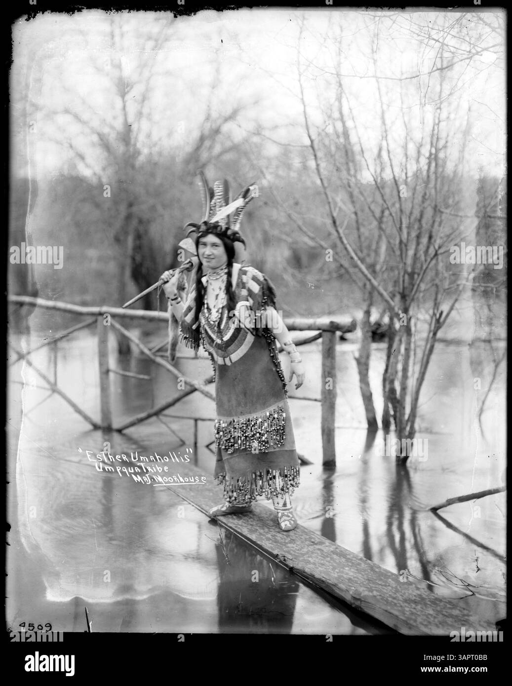 Portrait of Esther Umahollis, an Umpqua tribal woman, captured in ...