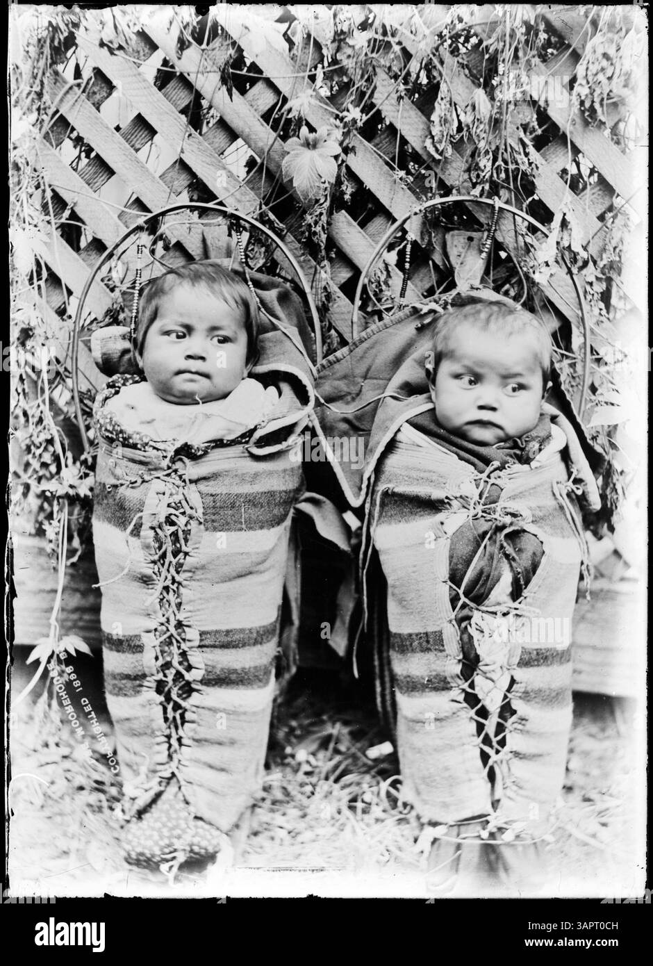 This photograph depicts two Cayuse twins. The portrait highlights their ...