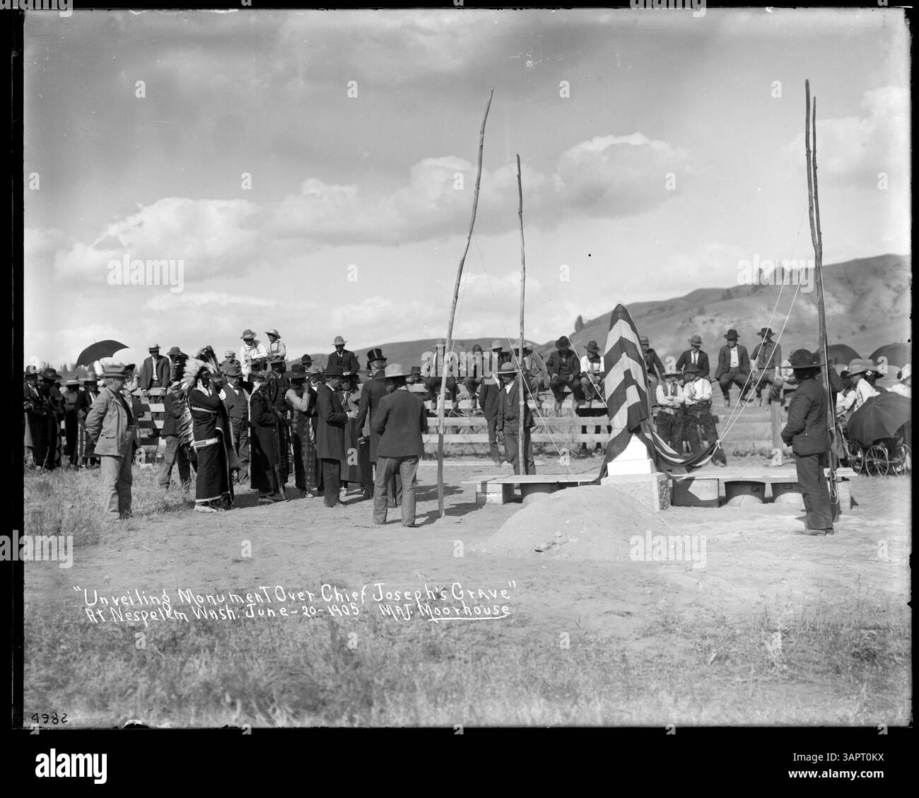 This Lee Moorhouse photograph shows the unveiling of a monument over ...