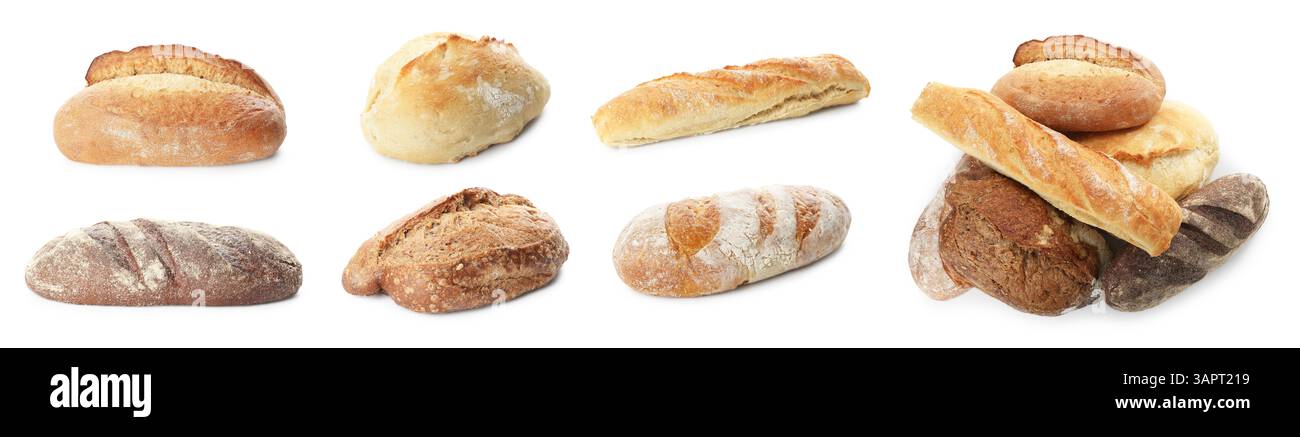 Different types of bread isolated on white, set Stock Photo - Alamy