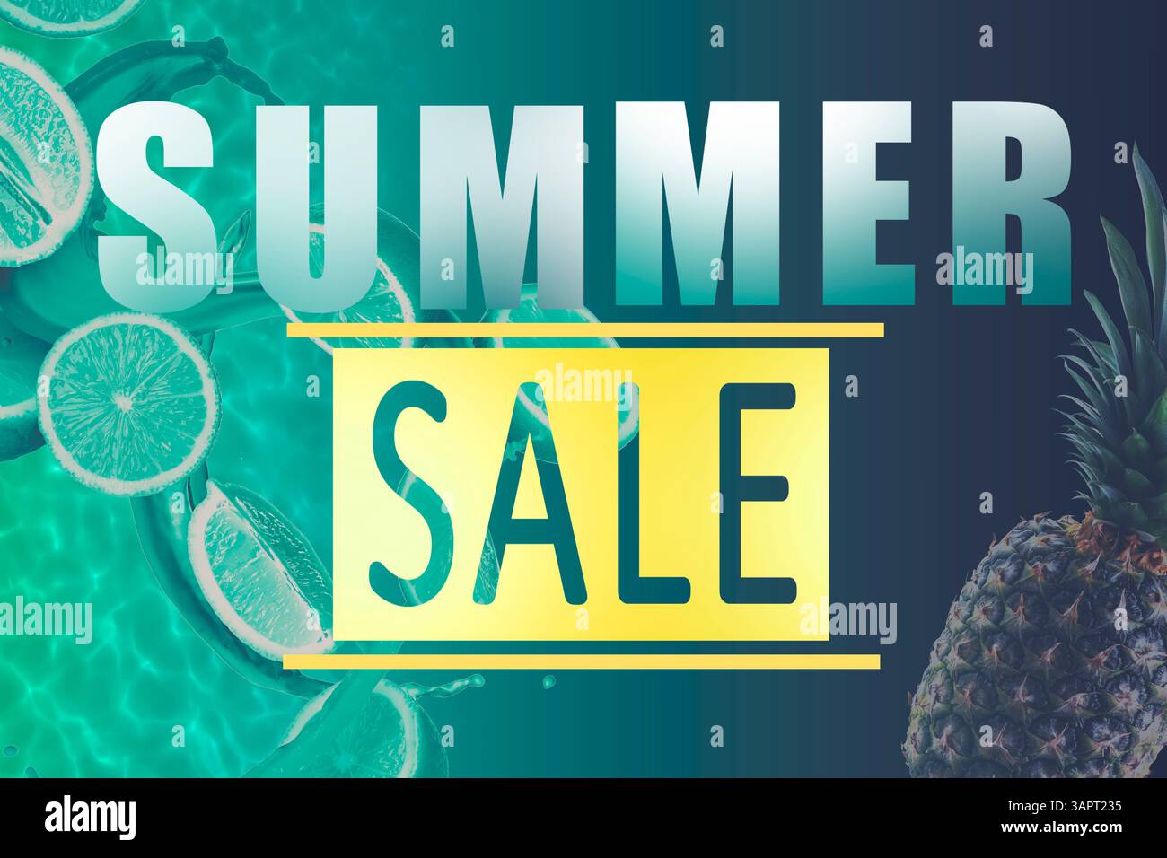 Seasonal discount flyer with words Summer Sale and fruits Stock Photo ...