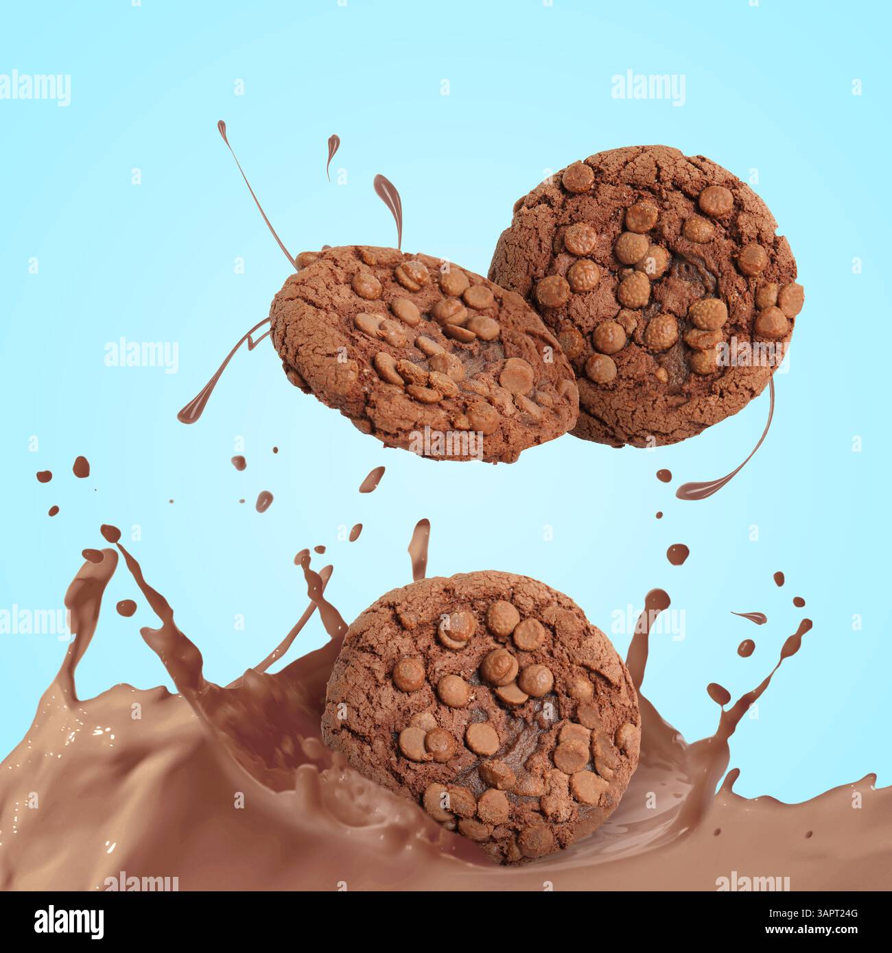 Yummy chocolate chip cookie falling hi-res stock photography and images ...