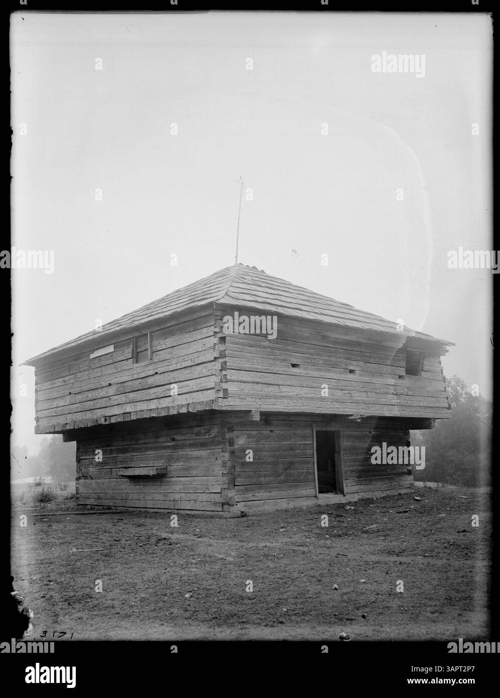The photograph shows the middle block house located in the Cascades ...