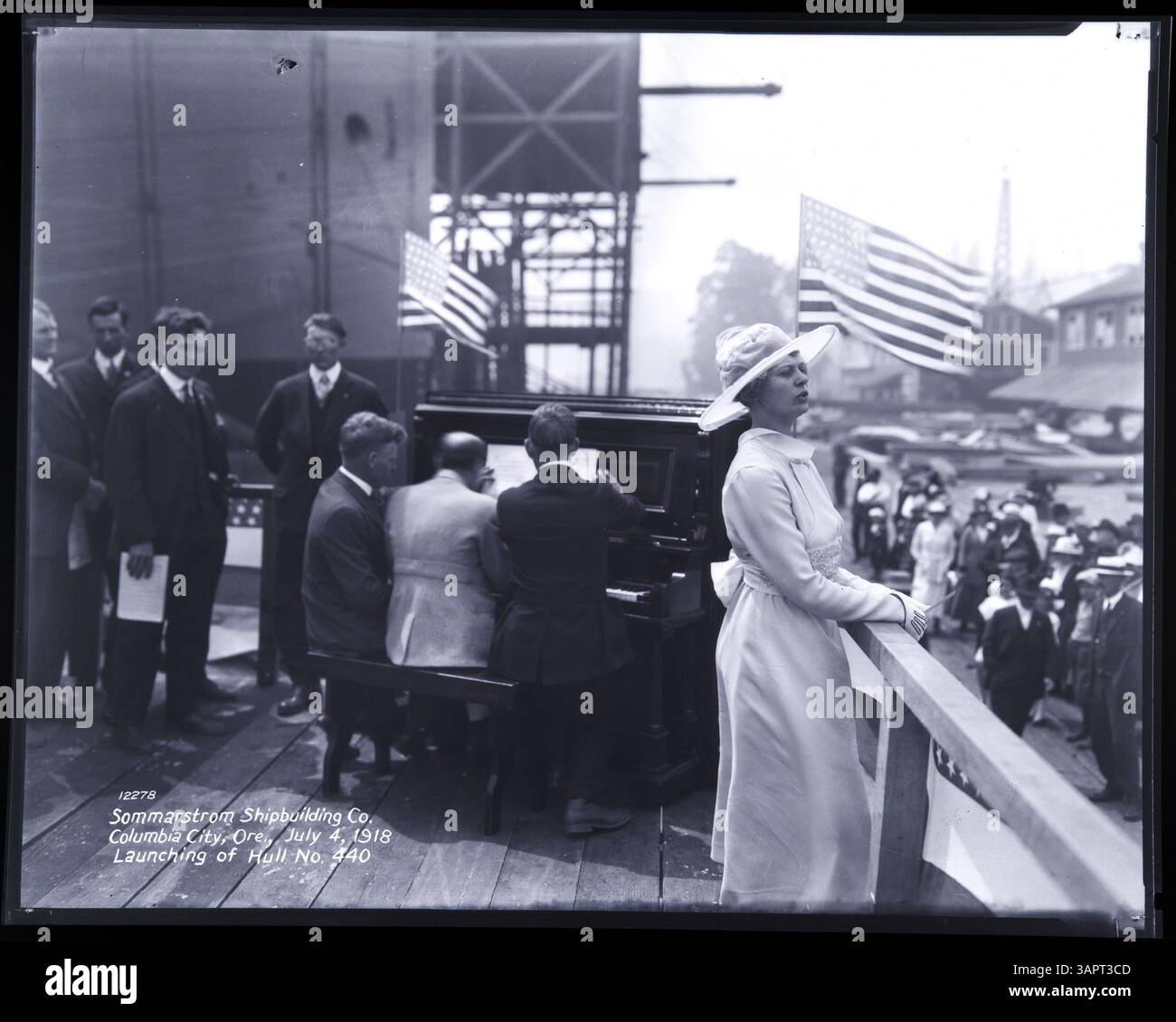 This photograph shows the launching of Hull No. 440 by Sommarstrom ...