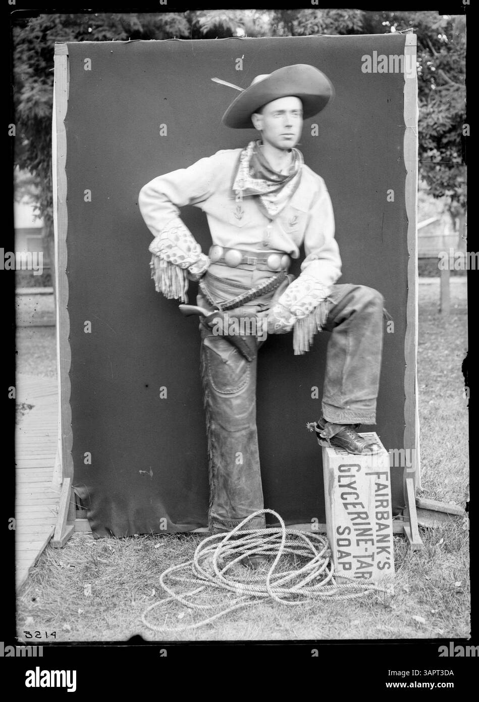 A photograph by Lee Moorhouse showing a man in a cowboy outfit. The ...