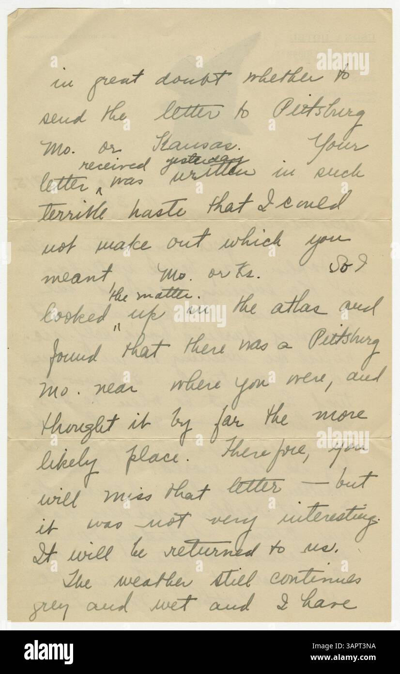 In this letter, Sara from St. Louis writes to Ernst Filsinger ...