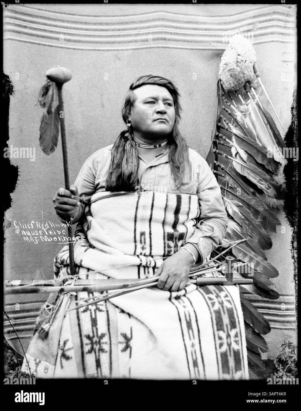 George Red Hawk, a Cayuse tribal man, is photographed in traditional ...