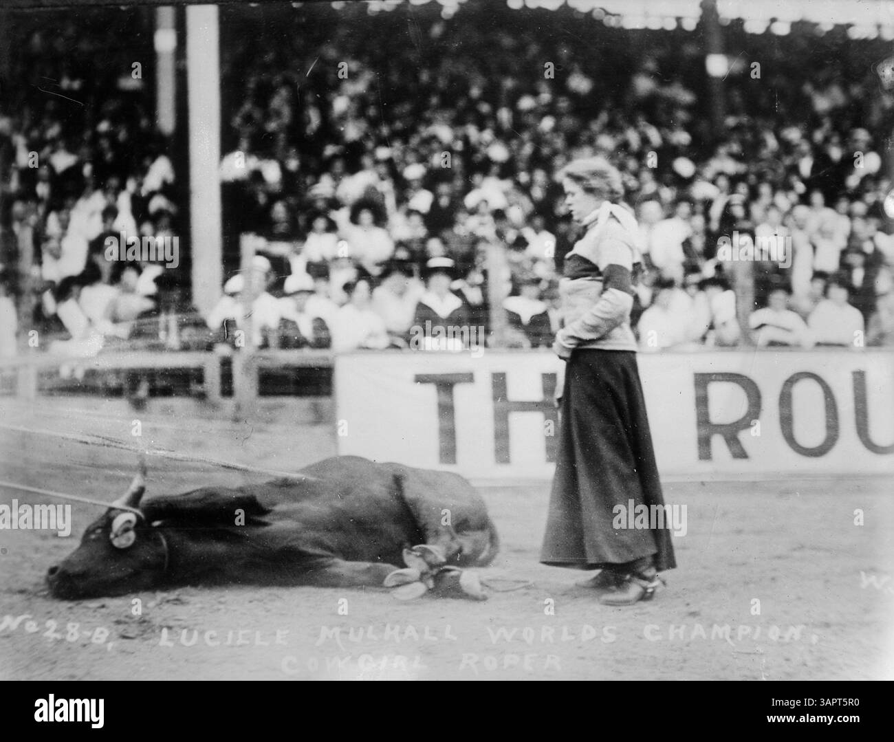 This black and white photograph captures Lucille Mulhall, a woman in ...