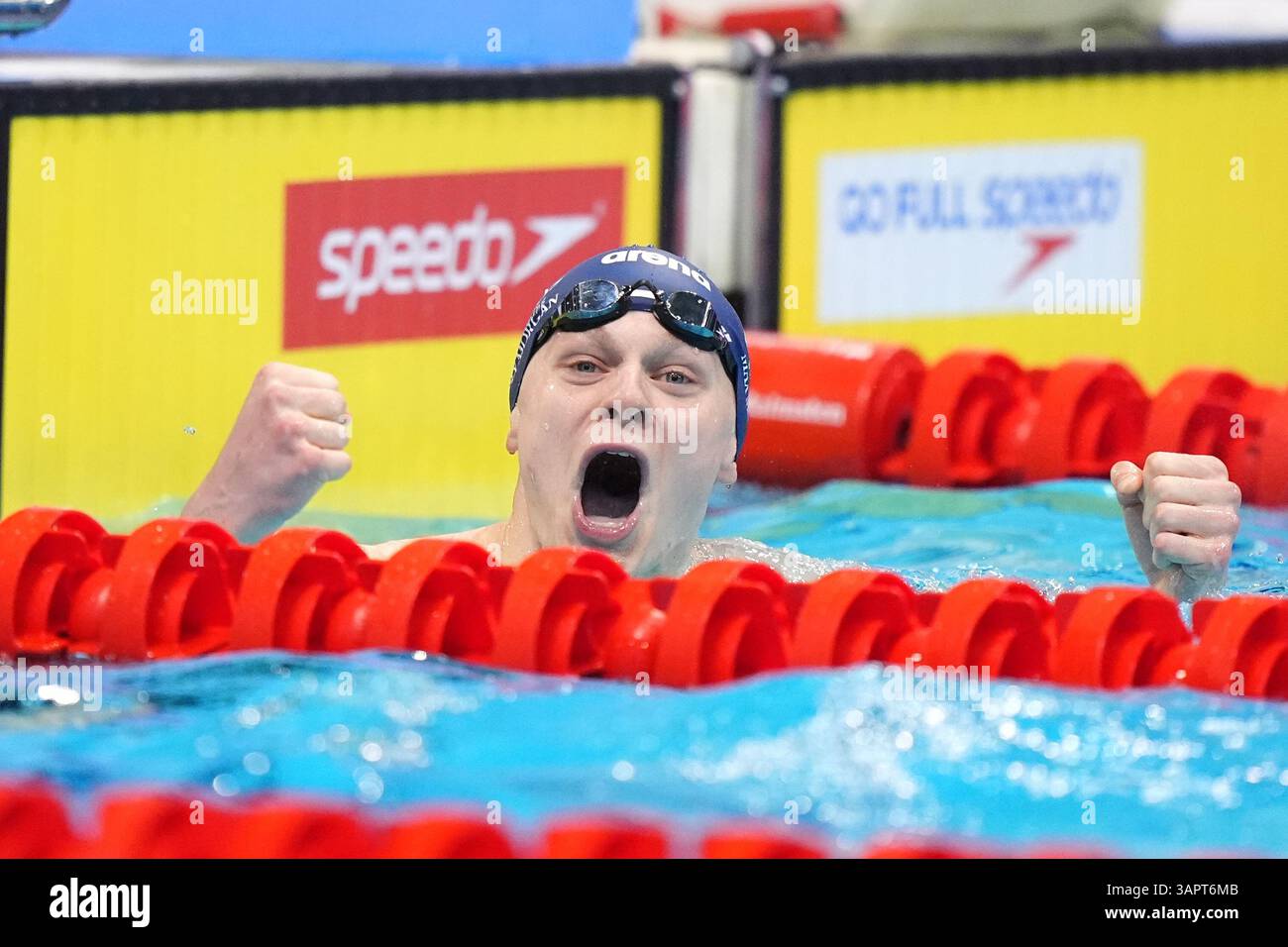 Max Morgan during the Men's 50m Breaststroke Final on day two of the Aquatics GB Swimming ...