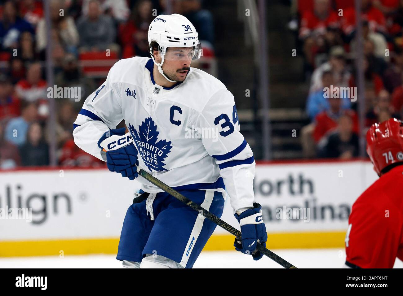 Toronto Maple Leafs' Auston Matthews (34) watches the puck against the ...