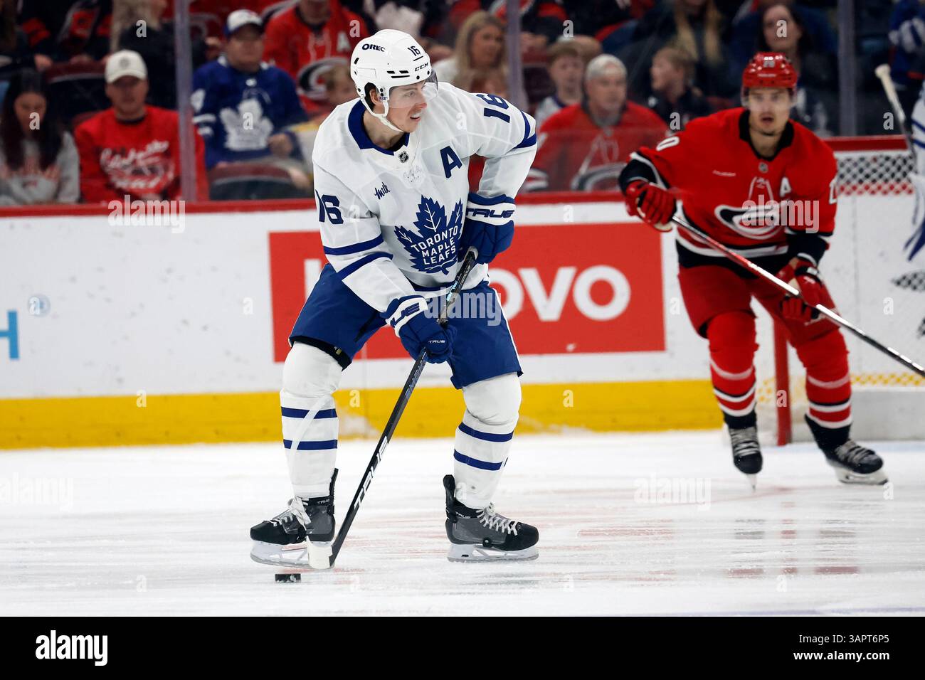 Toronto Maple Leafs' Mitch Marner (16) skates with the puck against the ...
