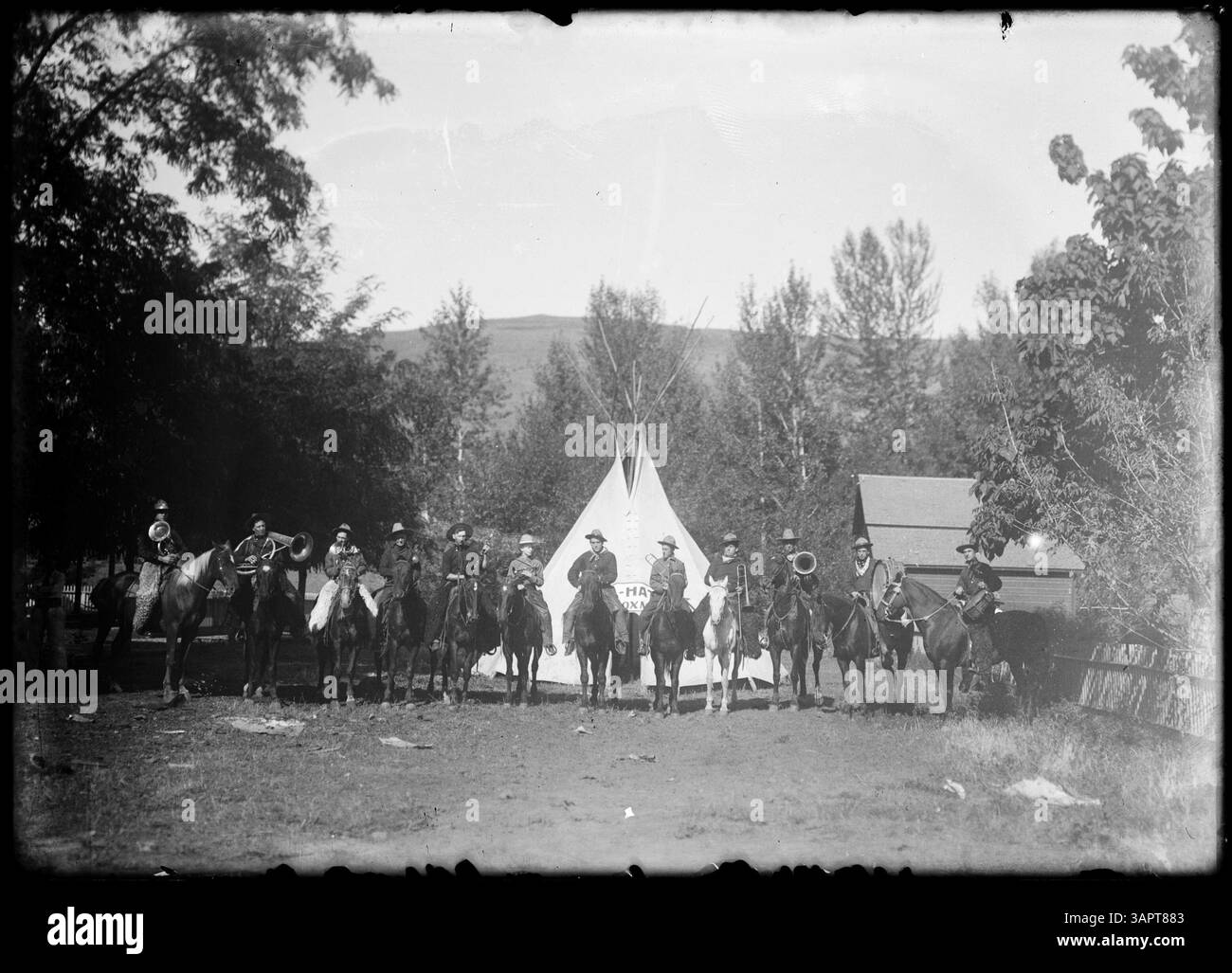 This photograph by Lee Moorhouse shows a brass band performing while ...