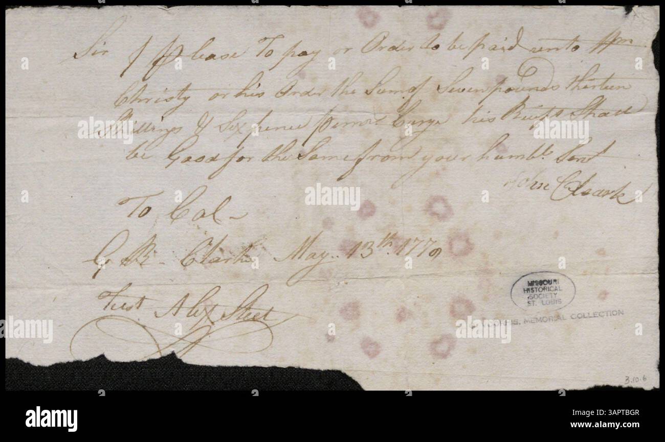 This order, dated May 13, 1779, signed by John Clark and directed to ...