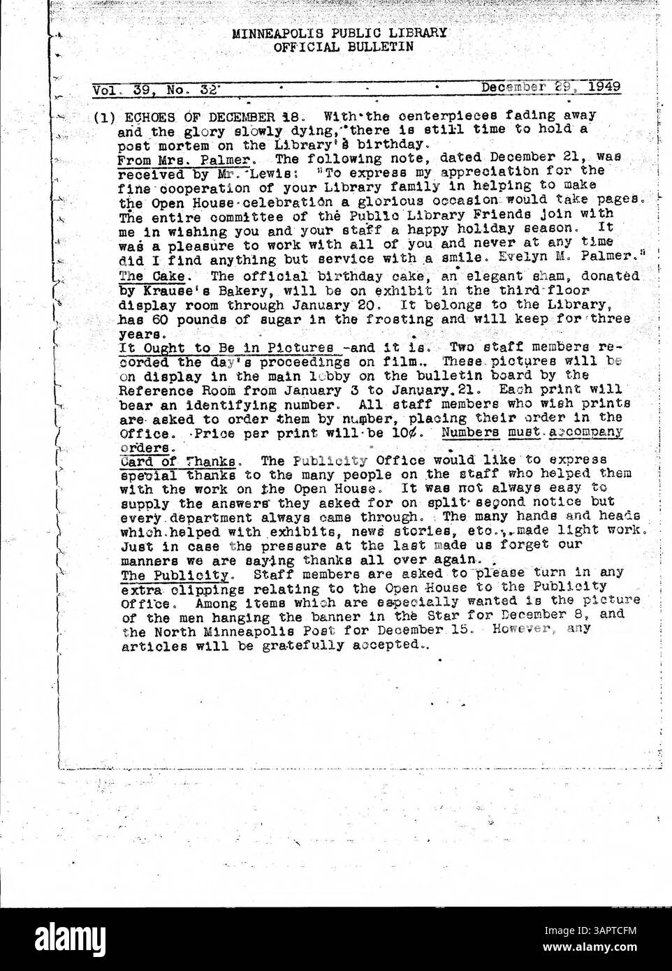 This edition of the 1949 Minneapolis Public Library Official Bulletin ...