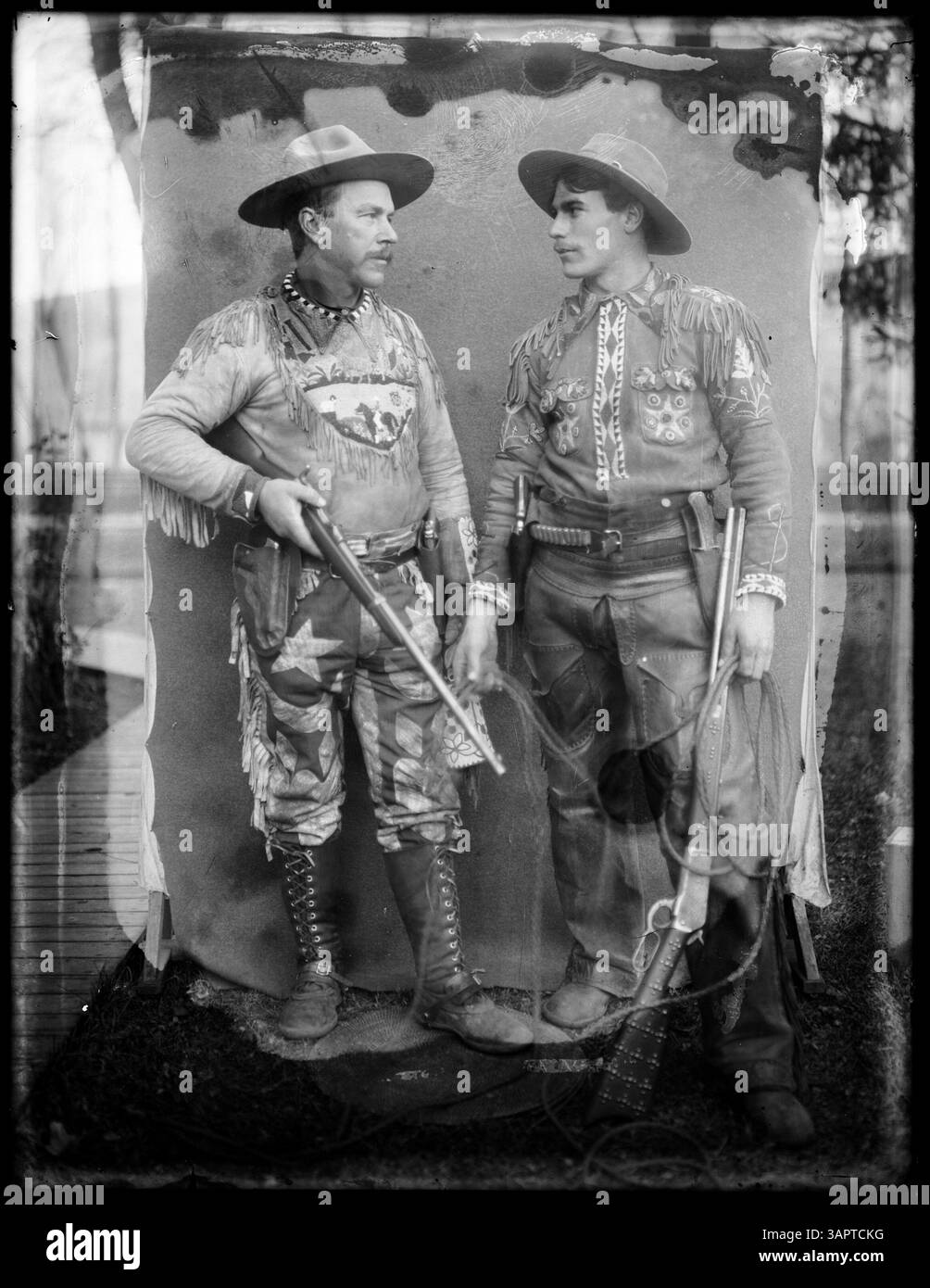 Photograph of Munshang the cowboy in costume with another cowboy ...