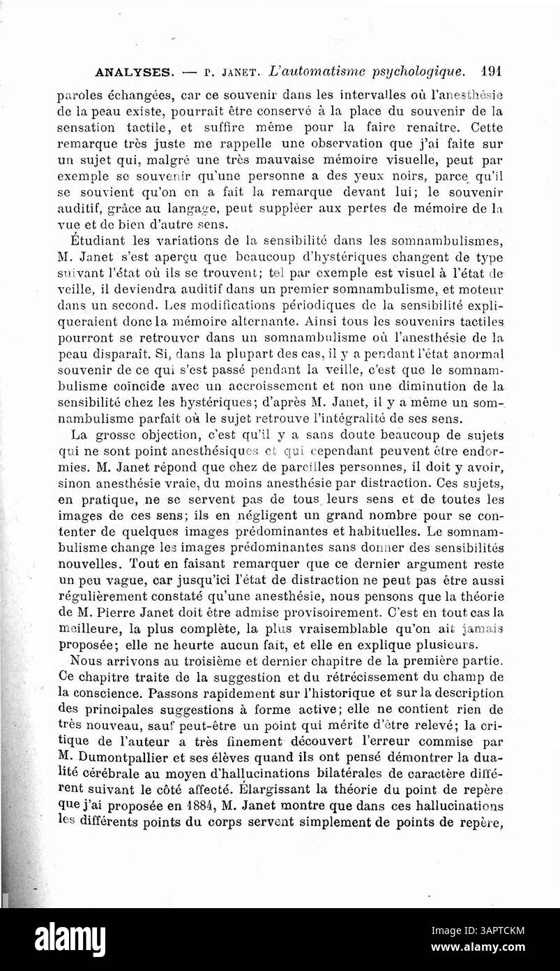 Review of Pierre Janet's 'L'automatisme psychologique', discussing its ...