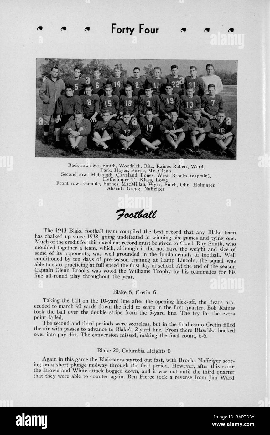 The 1944 Call-O'-Pan yearbook from Blake School offers a detailed view ...