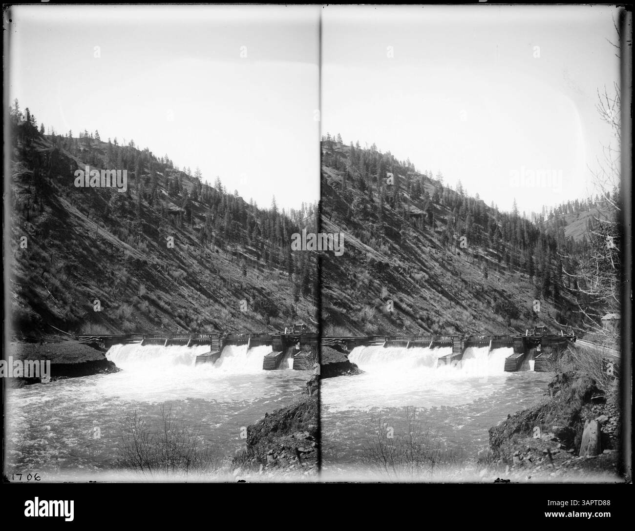 The photograph shows a dam on the Grande Ronde River near Hilgard ...