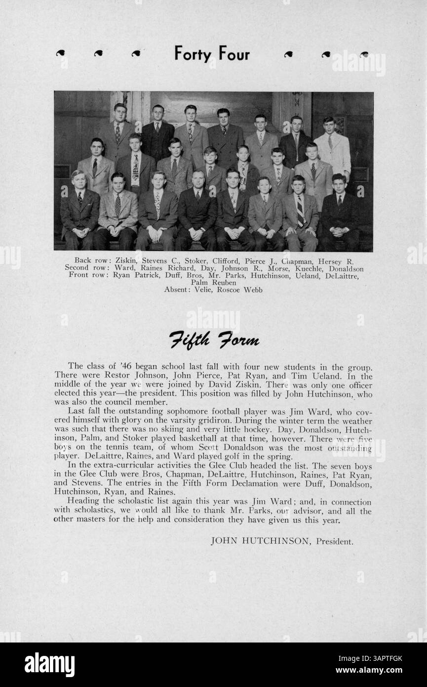 Significant school events from the 1943 1944 academic year hi-res stock ...