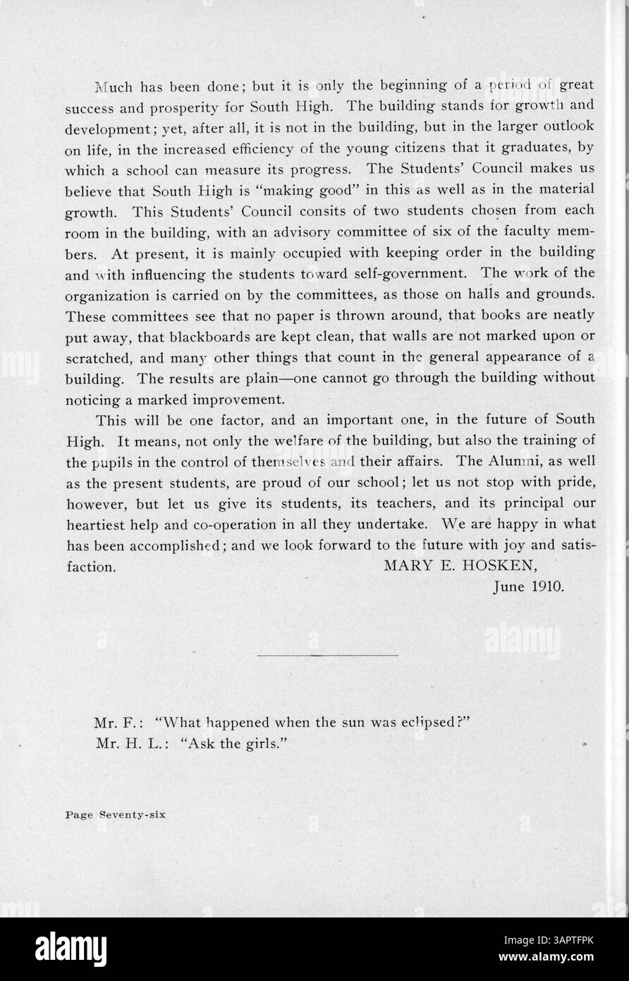 The 1911 'Tiger' Yearbook from South High School includes a record of ...