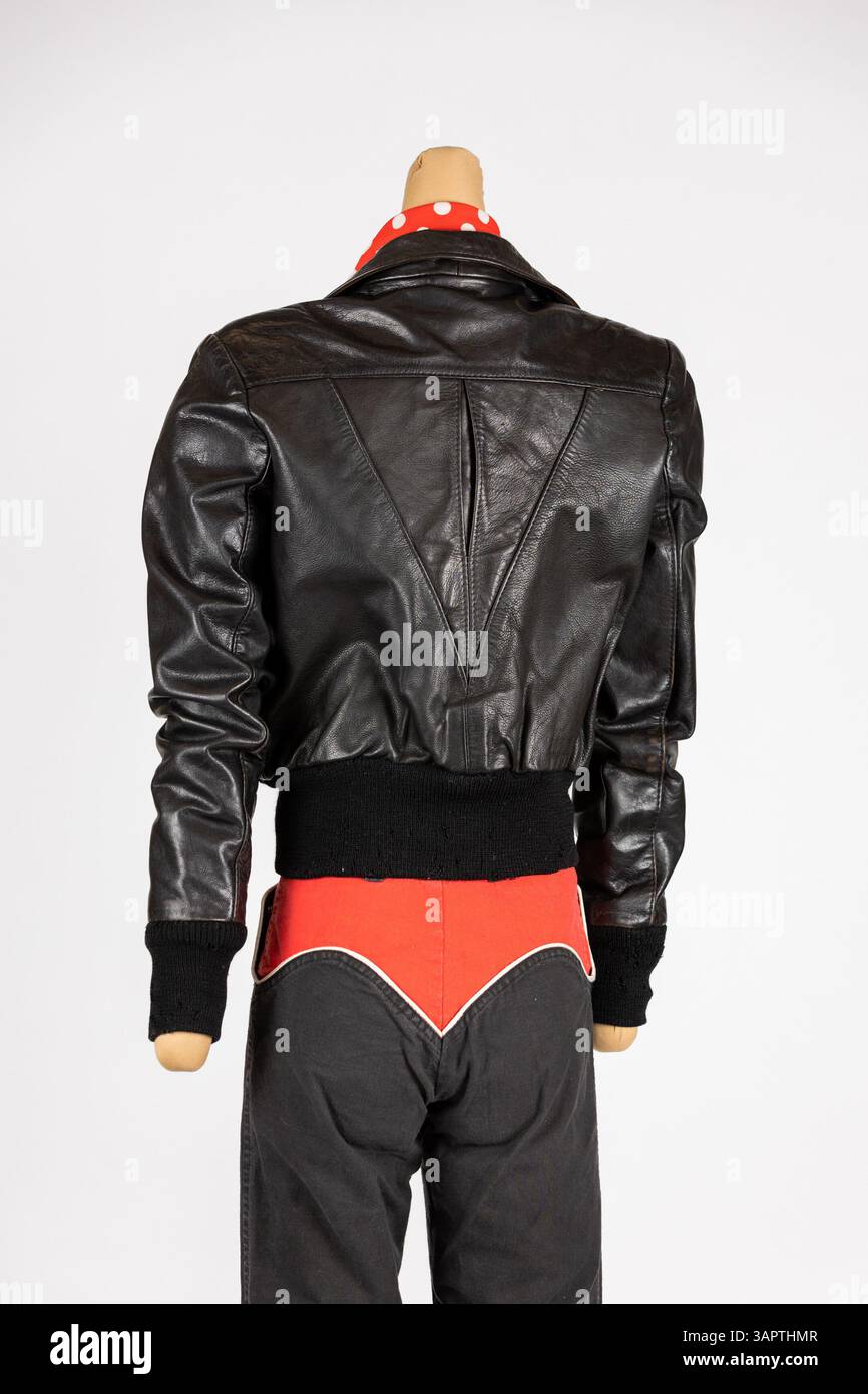 This black leather jacket was worn by members of The Welders, one of St ...