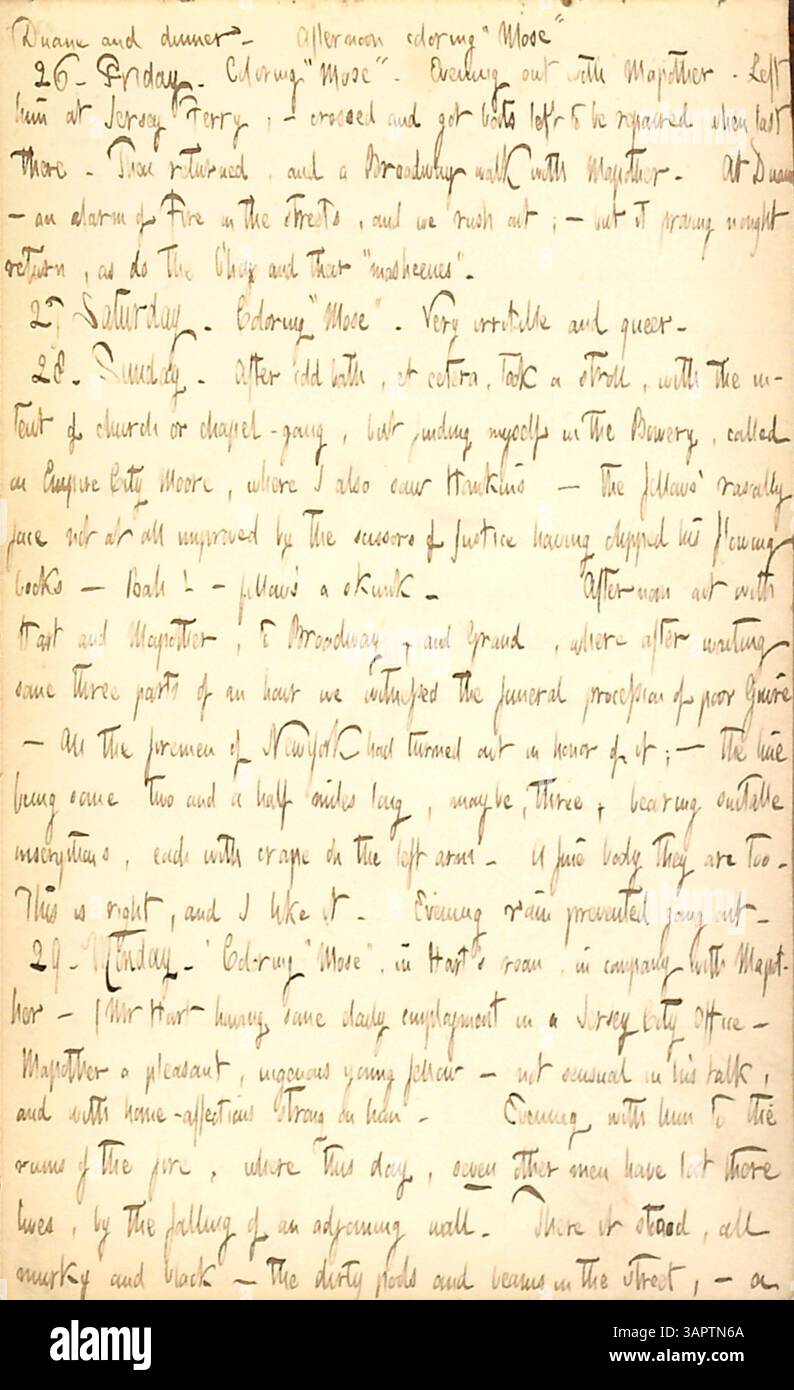 This excerpt from Thomas Butler Gunn's diary details his activities ...