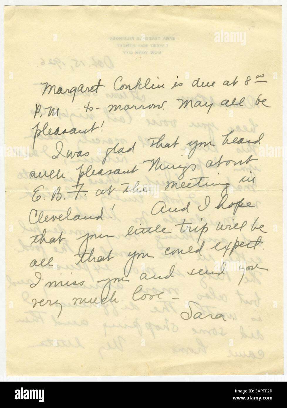 Sara Teasdale Filsinger writes to Ernst Filsinger on October 15, 1926 ...
