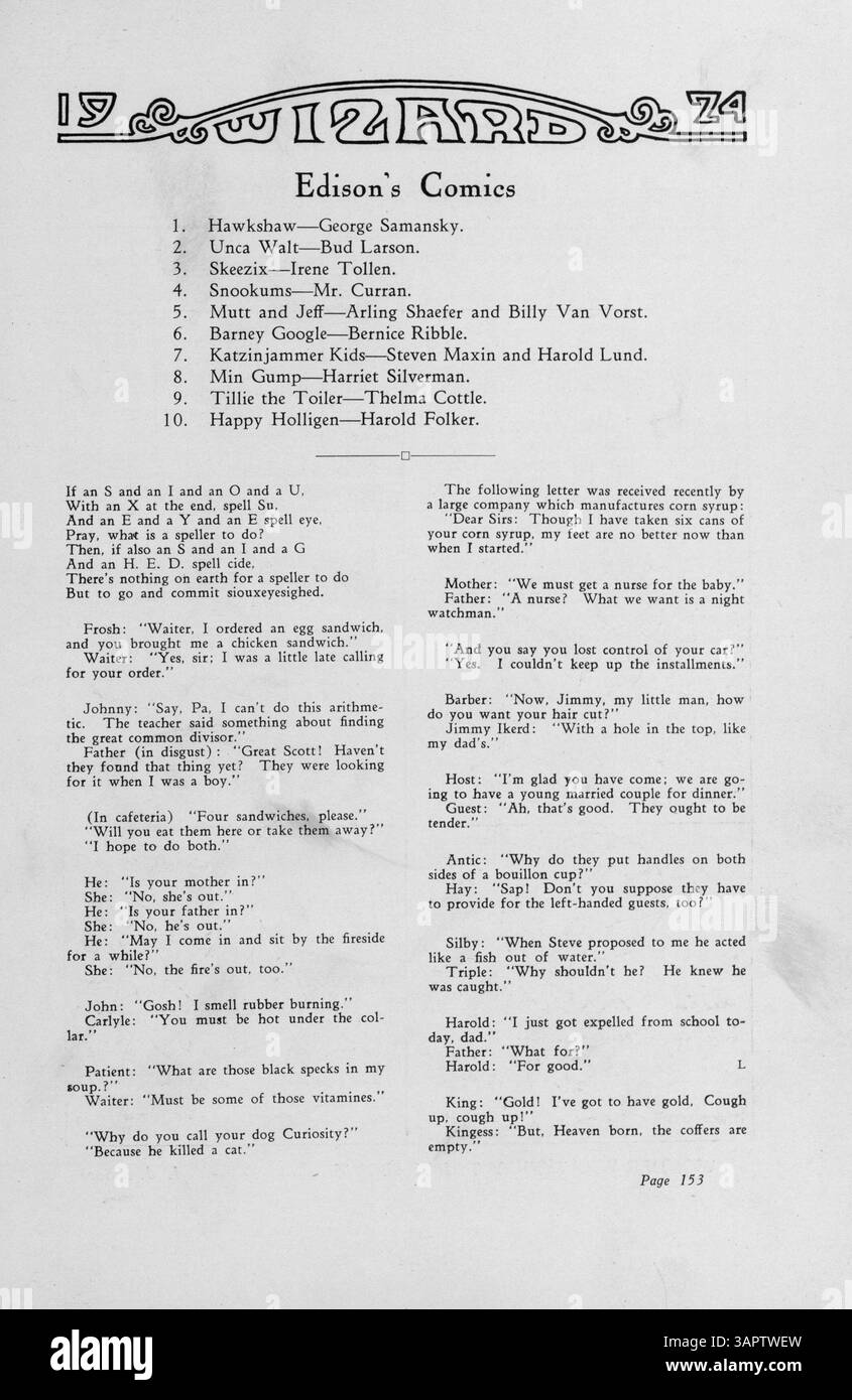 The 1924 'Wizard' yearbook from Edison High School highlights students ...