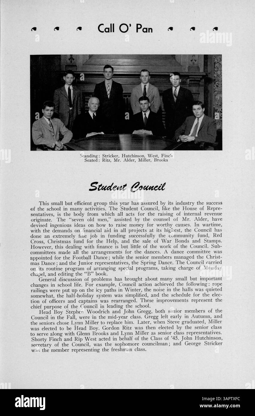 The 1944 Blake School yearbook, 'Call-O'-Pan,' records the activities ...