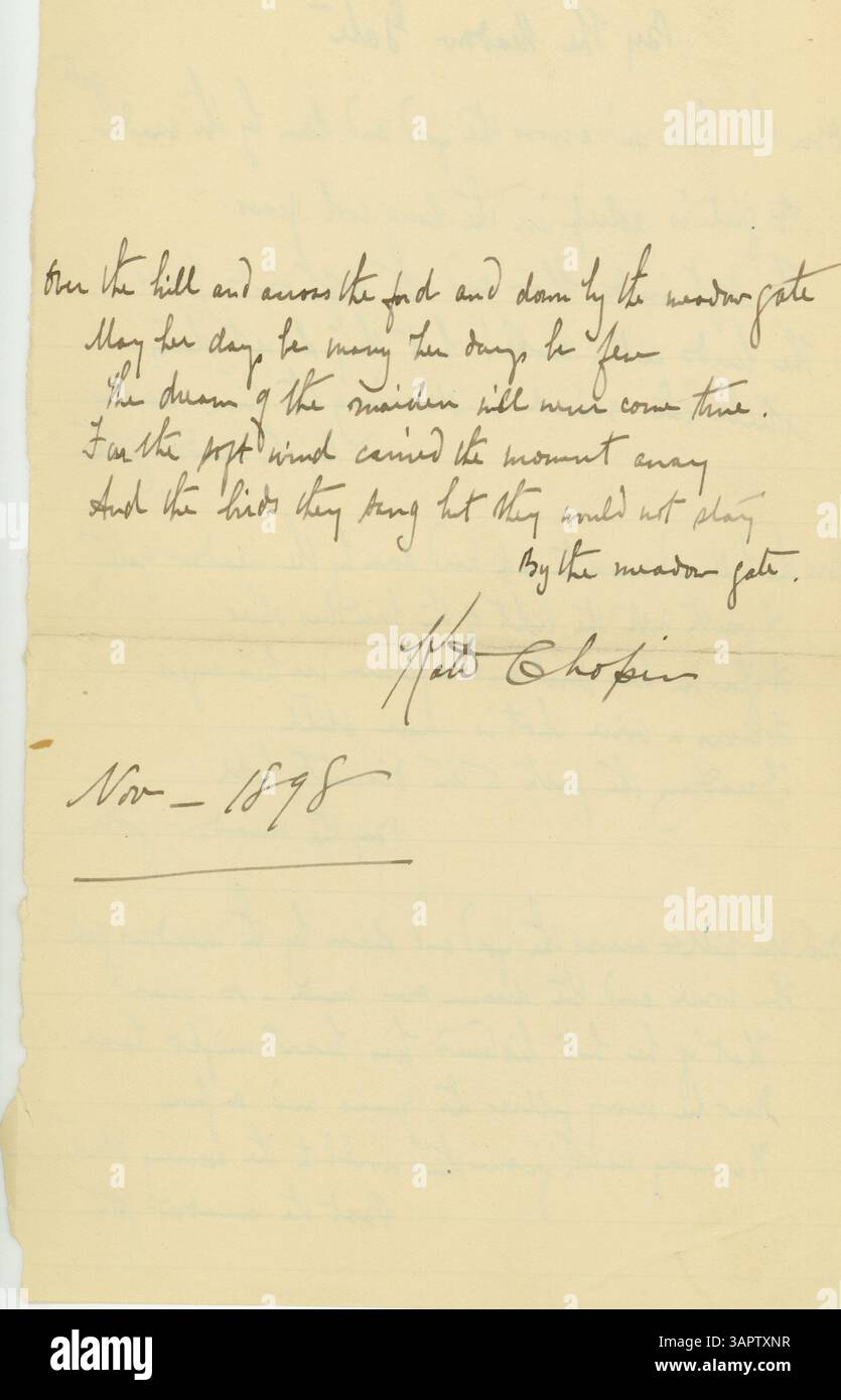This manuscript of the poem 'By the Meadow Gate,' written by Kate ...